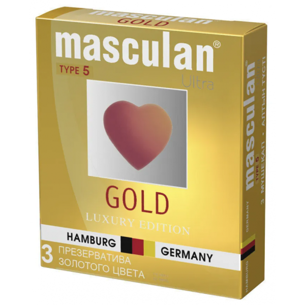 Презервативы MASCULAN 5 ULTRA № 3 (утонченный латекс золотого цвета) 3 шт