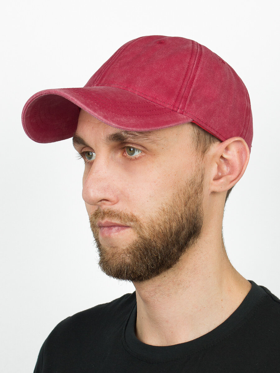 Бейсболка Бейсболка потертая джинсовая 100% хлопок цвет красный для мужчин