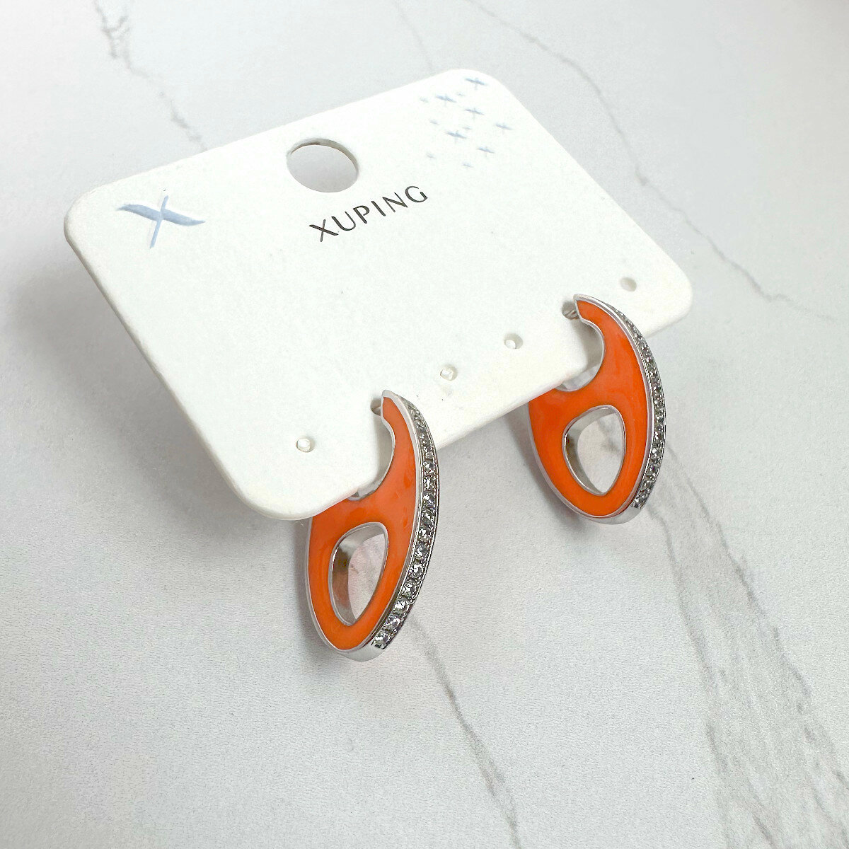 Серьги пусеты, циркон