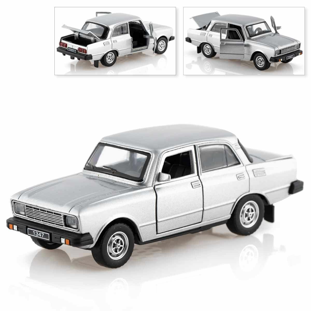 Машинка АЗЛК 2140М, коллекционная, металлическая, серебро, Технопарк, 12 см