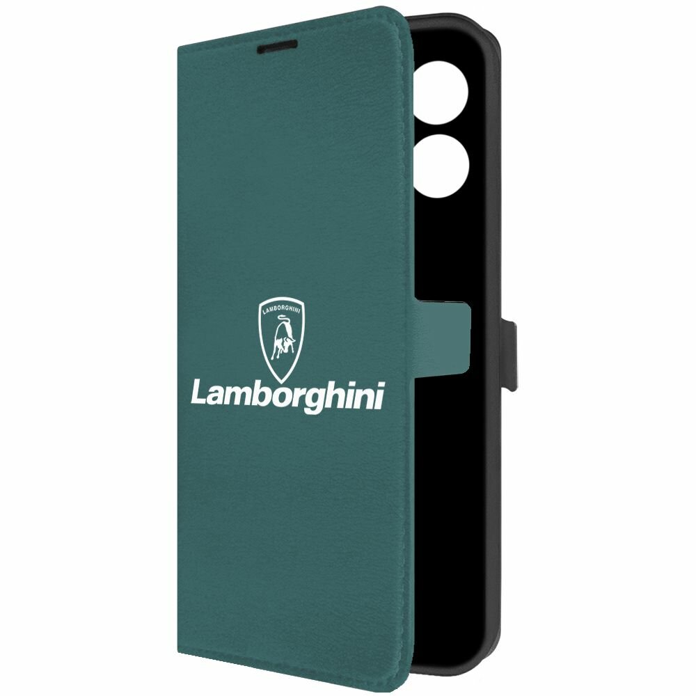 Чехол-книжка Krutoff Eco Book для Realme C55 Lamborghini (Ламборгини) (зелёный опал)