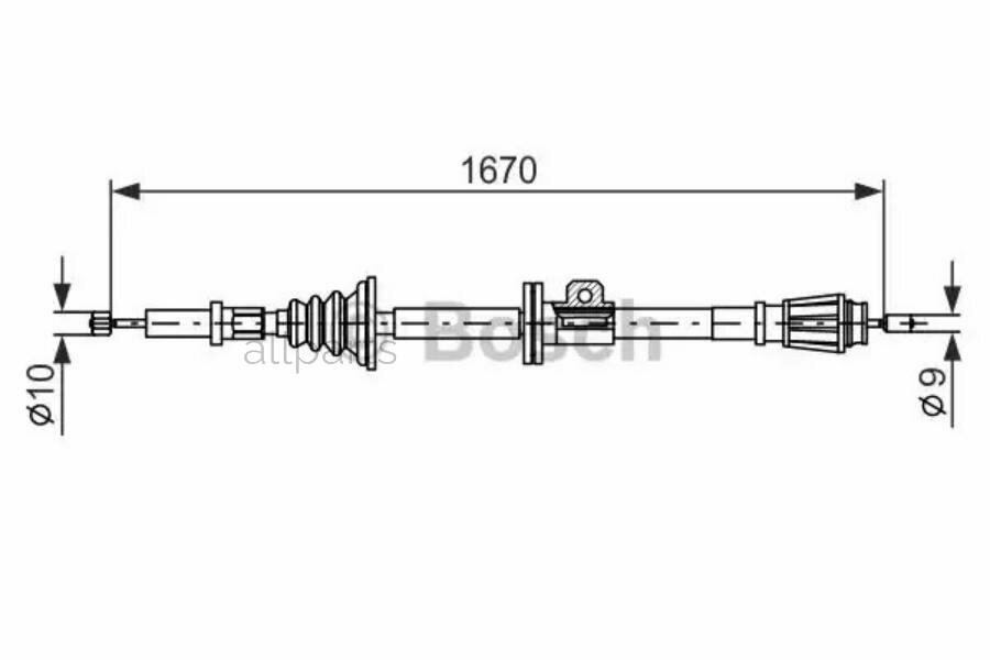 BOSCH 1987477357 Трос ручного тормоза [зад.] [1670 mm]