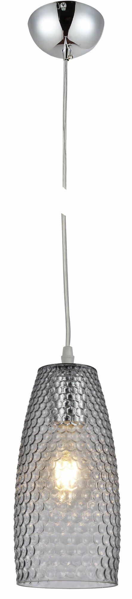 Люстра подвес De Fran, SP-0822 CH+SGr Е27 220В 1*60Вт, хром и дымчатое стекло, d13*h26cm, серия Paris