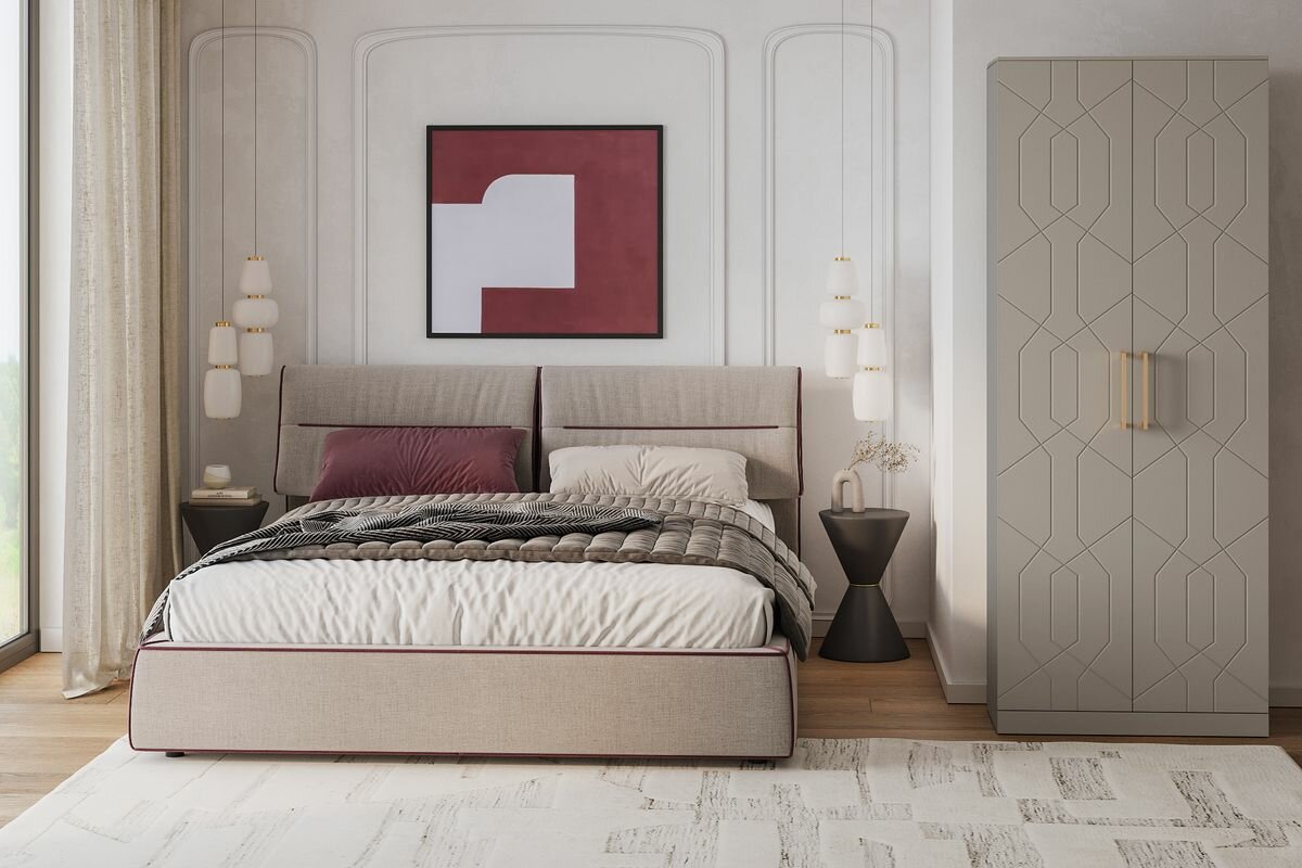 Шкаф распашной Дольче-2 МДФ Кашемир для одежды двухдверный 90*230*55