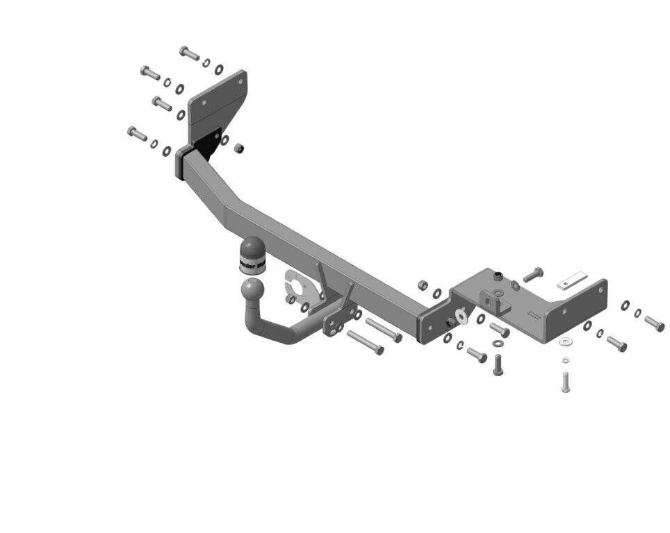 Фаркоп с оцинк. шаром Kia Rio X-Line 2017-2020, Kia Rio X 2020-2022, Solaris KRX 2024- крепление шара на двух болтах, (без электрики, паспорт и сертификат в комплекте) Motodor.91005-A