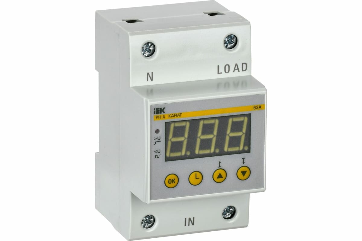 IEK IVR31-1-63 однофазное реле напряжения рн-д 54 мм, номинальный ток 63 А - монтаж