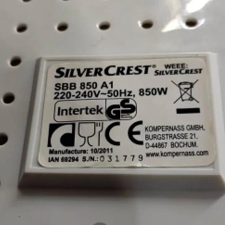 Ремень для хлебопечки Silvercrest SBB 850, Россия
