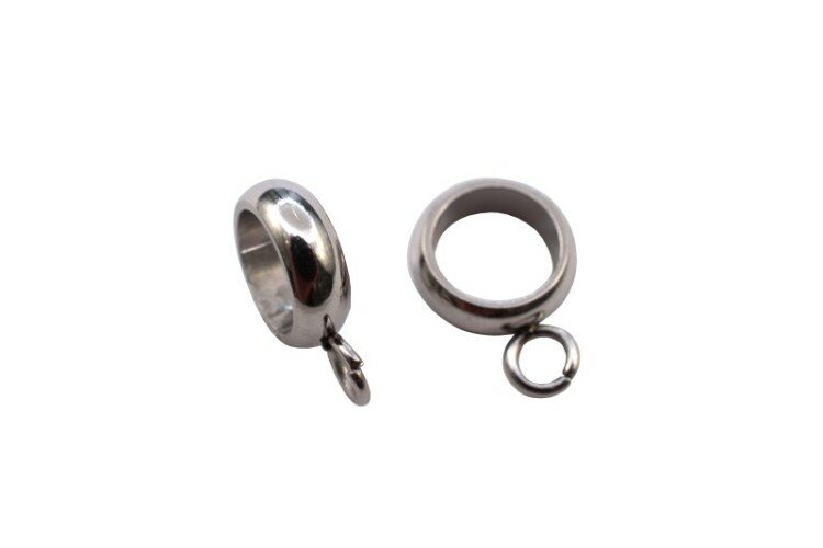 Держатель для кулонов 10х7х3мм, отверстия 1,6 и 4мм, цвет стальной, хирургическая сталь, 03-076, 2шт