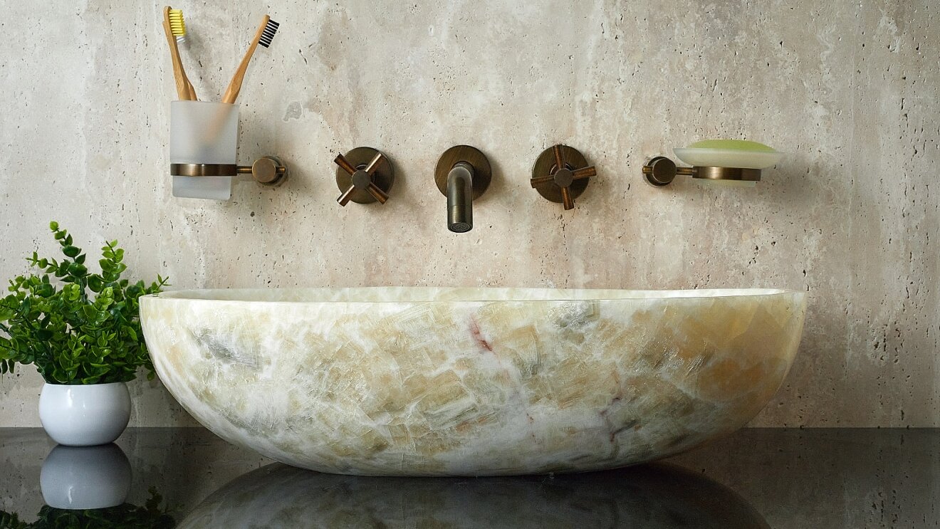 Овальная мойка из кремового камня оникса Cioto 936933111