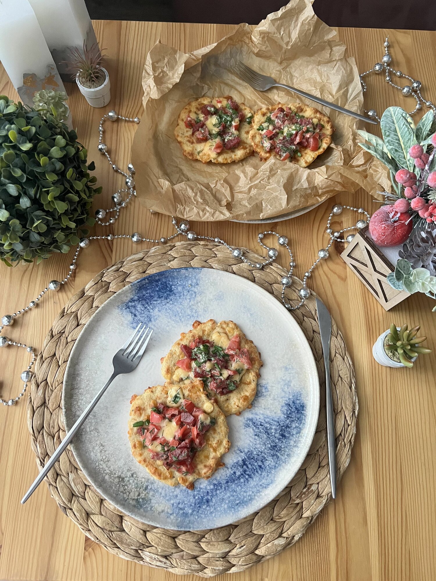 Тарелка с высоким бортом 28 см (2 шт), цвет бежевый с голубым