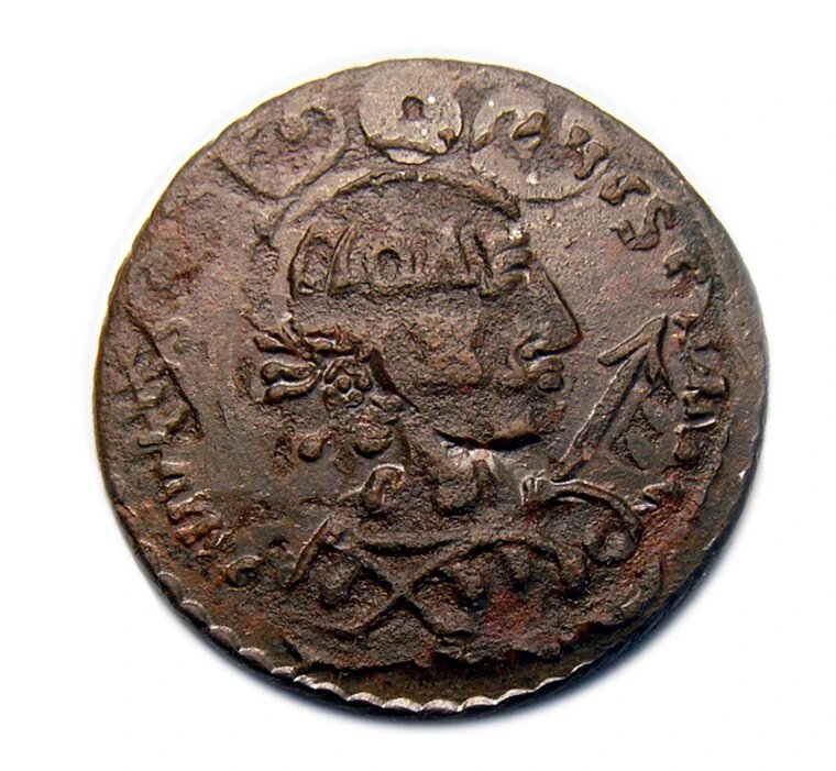 1 червонец 1702 перечекан на оригинальной монете царской России сувенирная копия монеты, нумизматика, деньги для коллекции