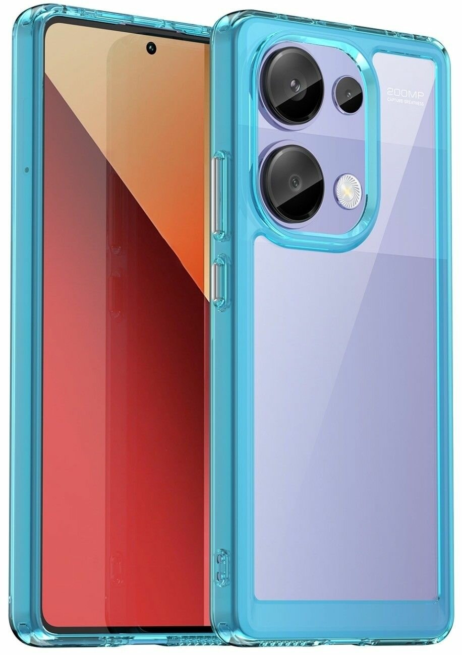 Чехол на Xiaomi Redmi Note 14s пластиковый с силиконовой окантовкой бирюзовый