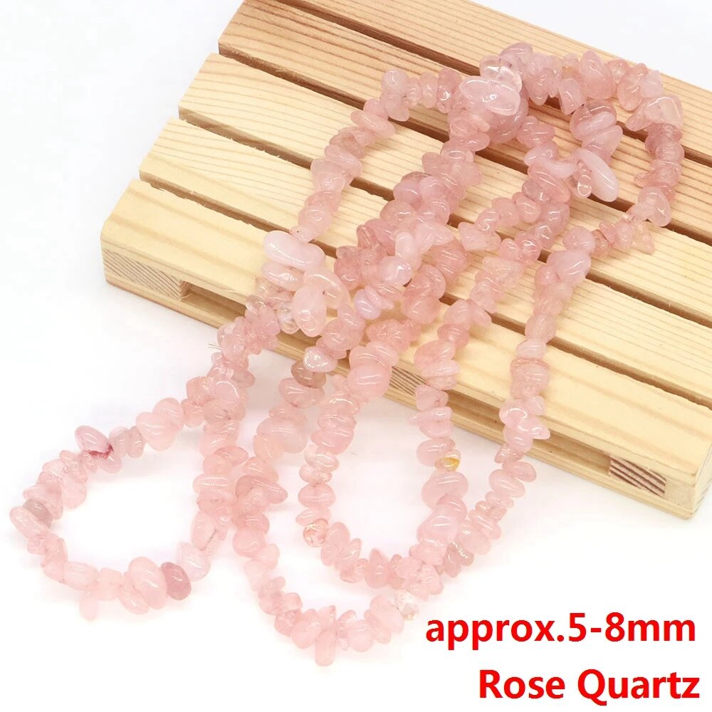 Натуральные камни аметист и розовый кварц 5-8 мм для украшений Розовый, 5-8mm 32inches, Rose Quartz