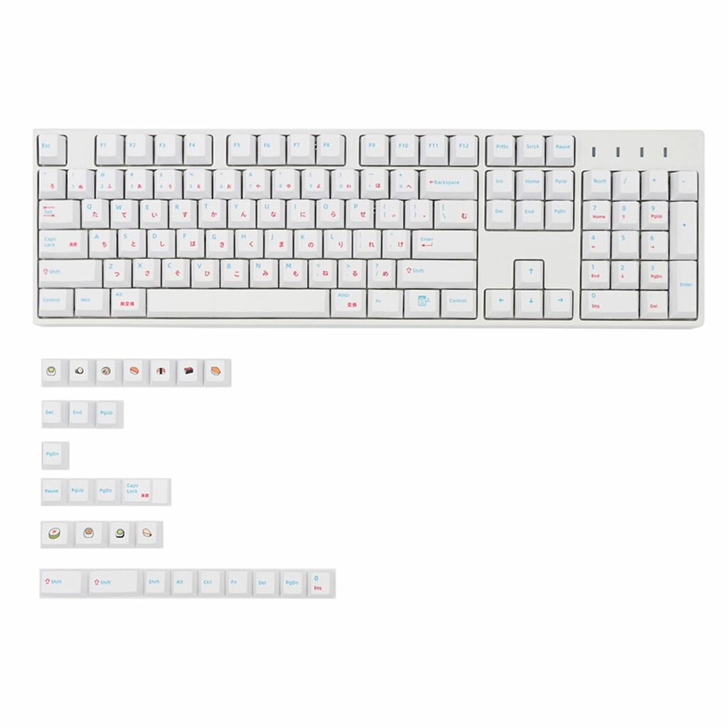 PBT 132 клавиши Cherry MX Switch Механическая клавиатура Колпачки японского белого цвета Полный набор с пробелом 7U 1,75U 2U Shift для K