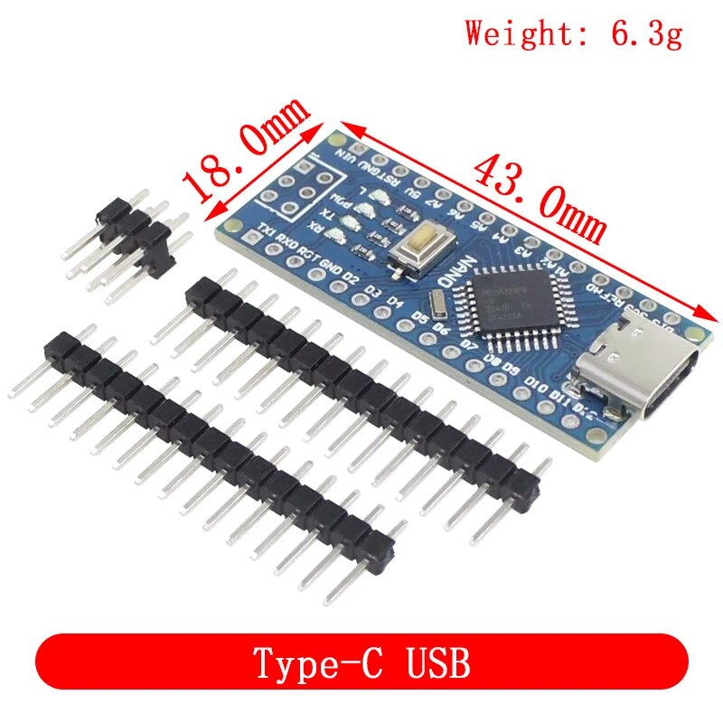 Мини/Type-C/Micro USB Nano 3,0 с Загрузчиком совместимый контроллер Nano для arduino CH340 USB драйвер 16 МГц ATMEGA328P