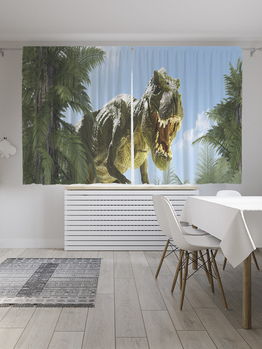 Фотошторы короткие "Хищный ящер", 2 полотна шириной по 145 см, высота 180 см, JoyArty