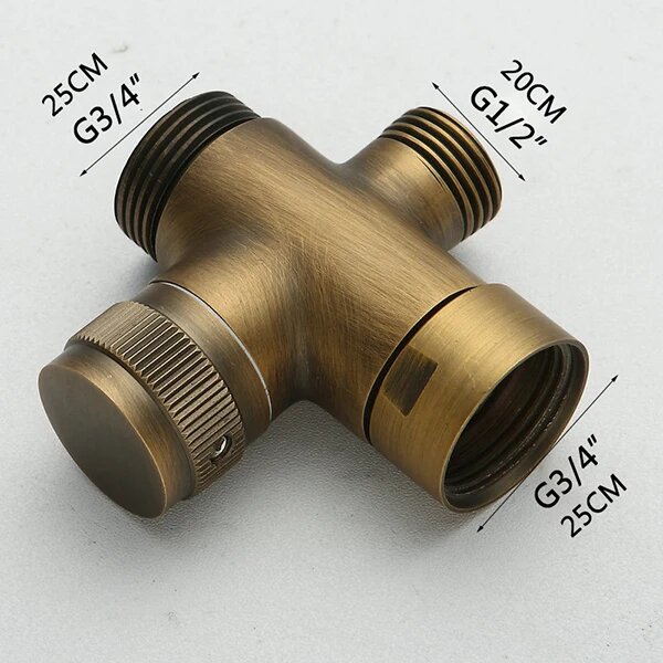 Регулируемый латунный тройник для душа Antique Brushed