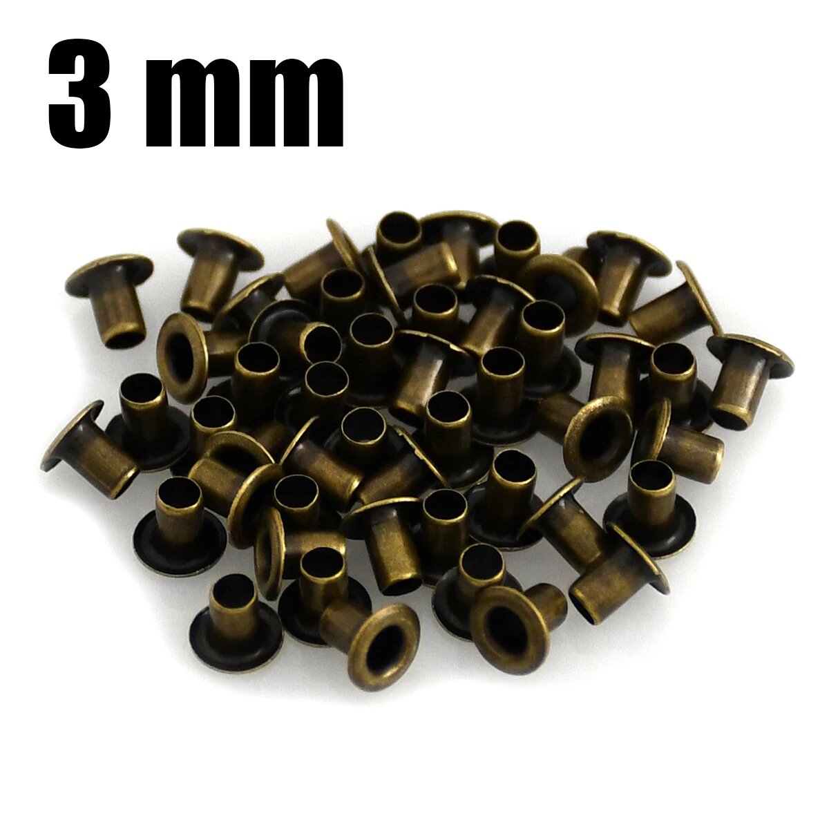 CLOXY Латунные люверсы 100 комплектов 1,5 мм/2 мм/2,5 мм ID 3mm Bronze