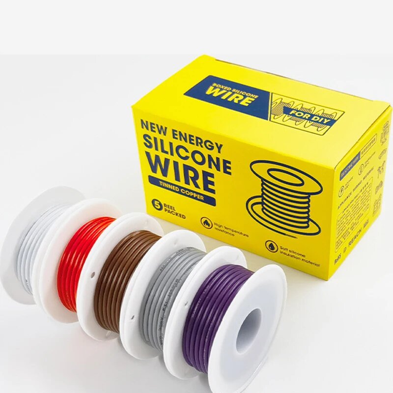 Термостойкие гибкие медные провода силиконовые UL 22AWG x10m x5 rolls, Boxed 02
