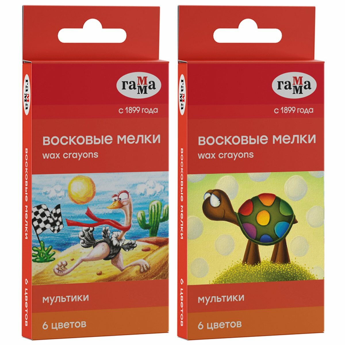 Мелки восковые 6 цветов Гамма "Мультики" (L=90мм, D=8мм, круглые) картонная упаковка (2131018_01_28), 30 уп.