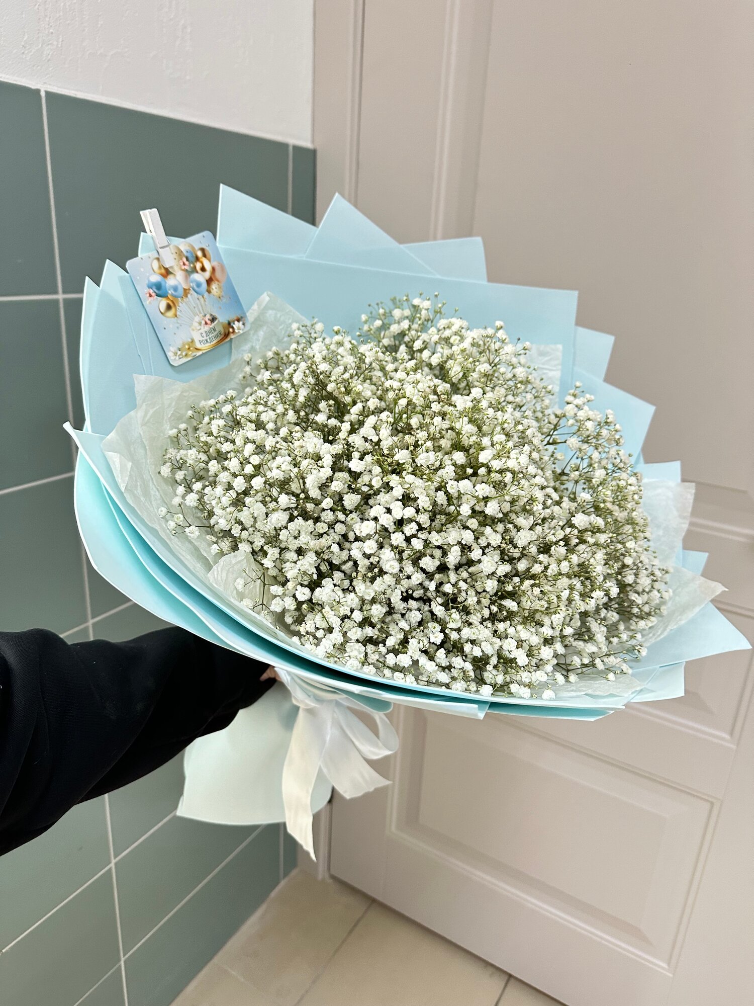 Монобукет Liana Flowers "Нежное облако", гипсофилы, белые, 9 штук