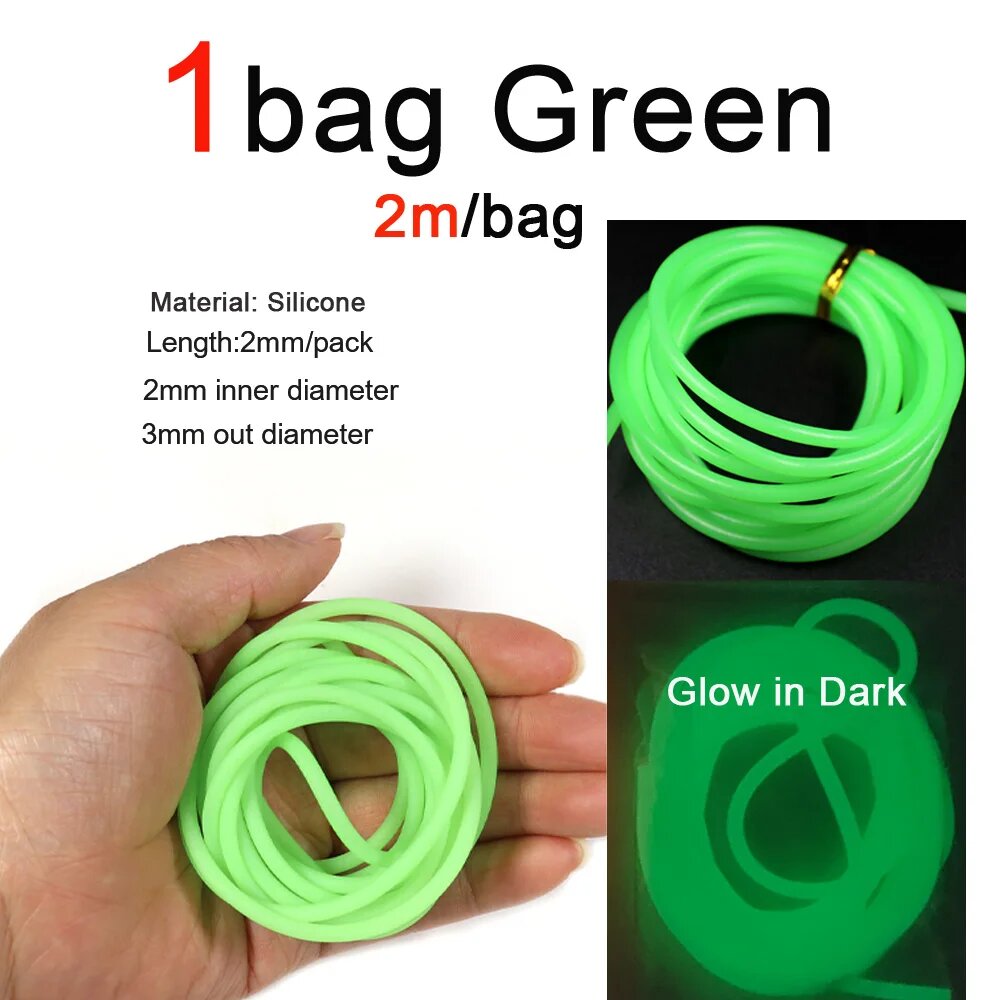ICERIO Светящаяся силиконовая трубка для рыбалки 2м Зеленый, 2M Green