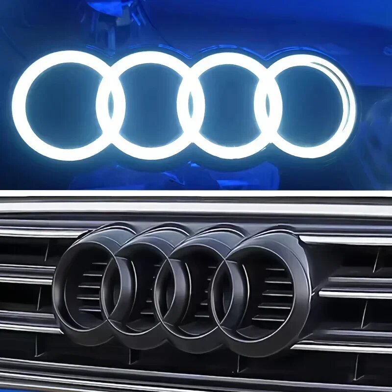 Декоративные колпаки на колесные диски для Audi: светодиодная подсветка передней решетки с логотипом, статическое белое свечение, 249, 273, 285 мм, для Audi A3, A4, A5, A6, A7, A8, S3, S4, S5