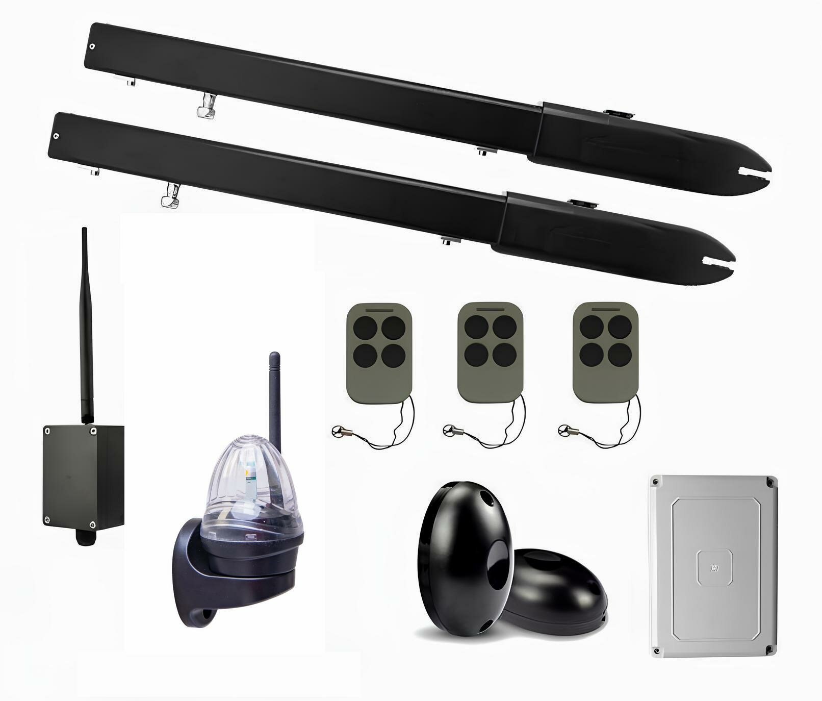 Автоматика для распашных ворот KSW-3000 FULL-T3-4K-BT, комплект: 2 привода, блок управления, 3 пульта, фотоэлементы, лампа, Bluetooth-модуль