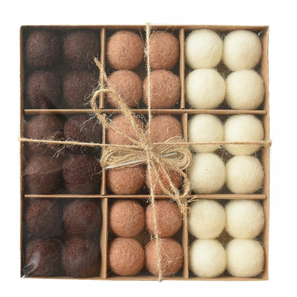 Праздничное оформление, Шарики из шерсти для рождественского декора - A, коробка