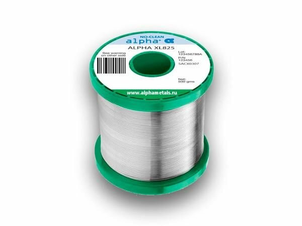 Припой ALPHAMETALS 162947, трубчатый бессвинцовый SACX0307 с безотмывным флюсом ALPHA XL825 (2,2%) 1.0мм/0.5кг