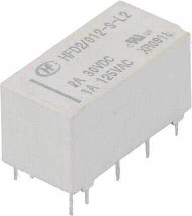 Реле HONGFA HFD2/012-S-L2 Реле: электромагнитное DPDT Uобмотки: 12ВDC 1A/125ВAC 3A/30ВDC 1шт