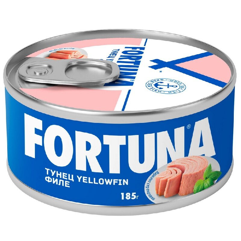 Тунец FORTUNA филе YELLOWFIN в собственном соку /жесть/ 185г