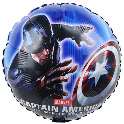 Воздушный шар из фольги. Мстители, Капитан Америка 2, круг (18'/46 см, CHN)