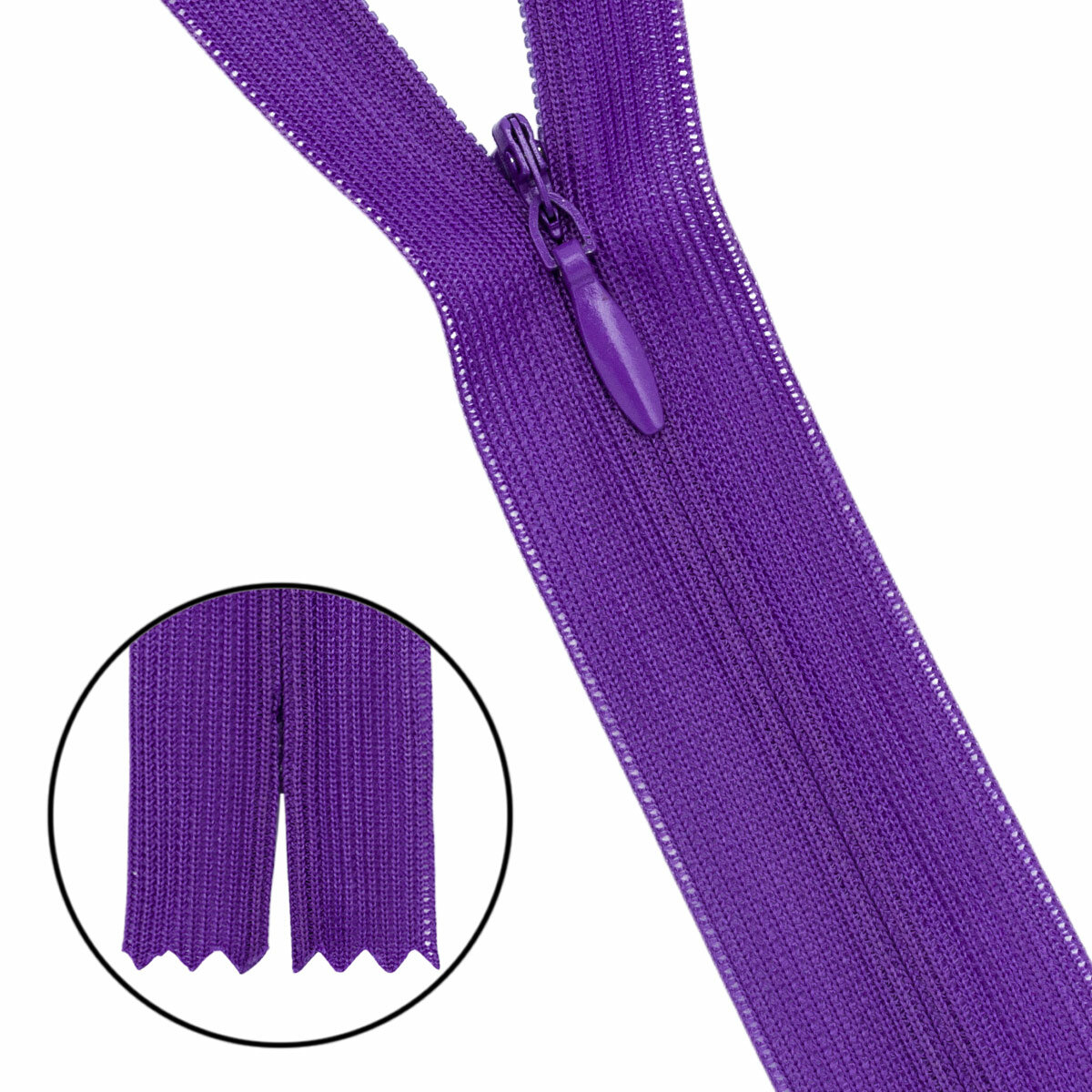 Молния потайная неразъёмная, Т3, 50 см (нейлон) (F170 тёмно-фиолетовый), 10 шт