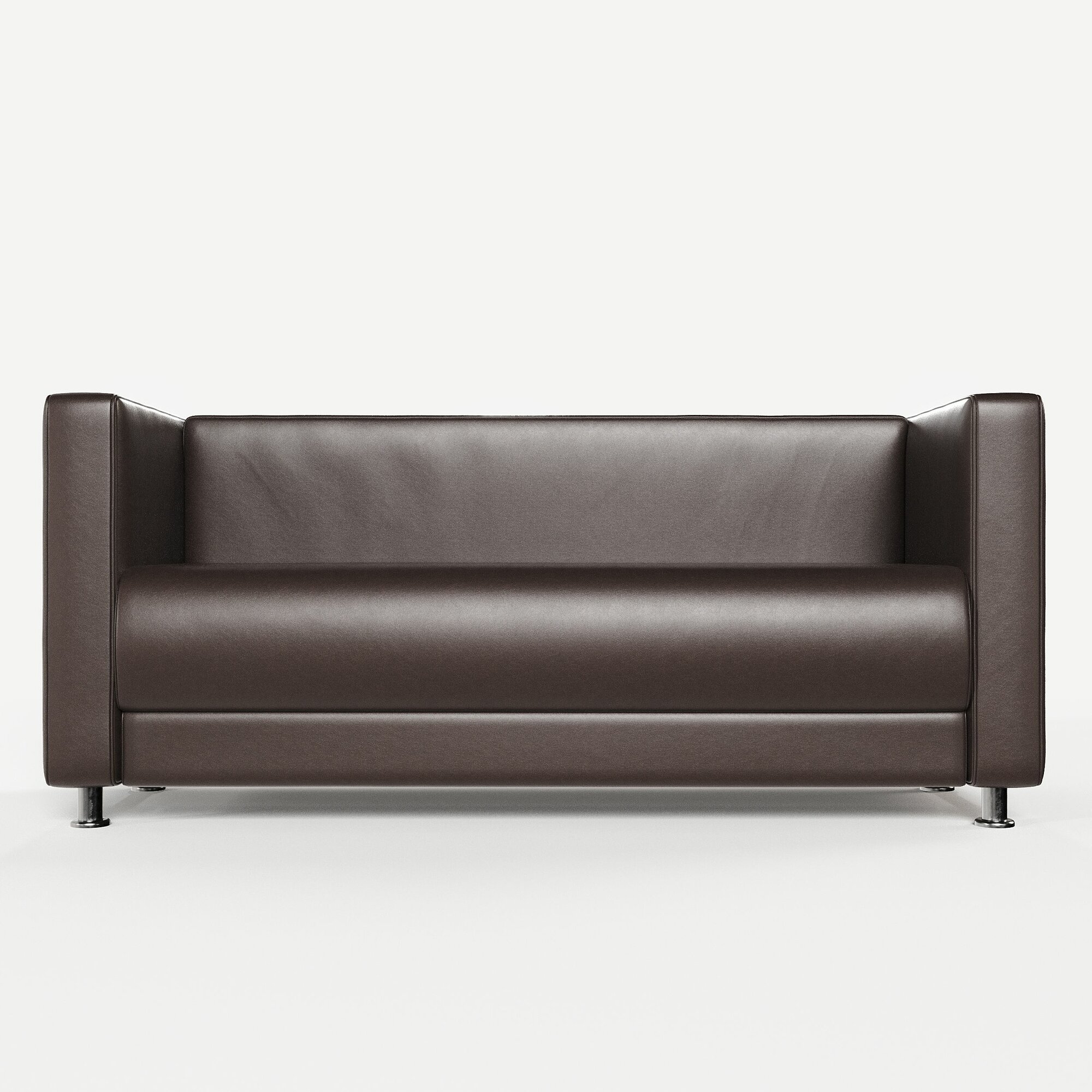 Диван прямой офисный из эко кожи с подлокотниками Пауза коричневый 180