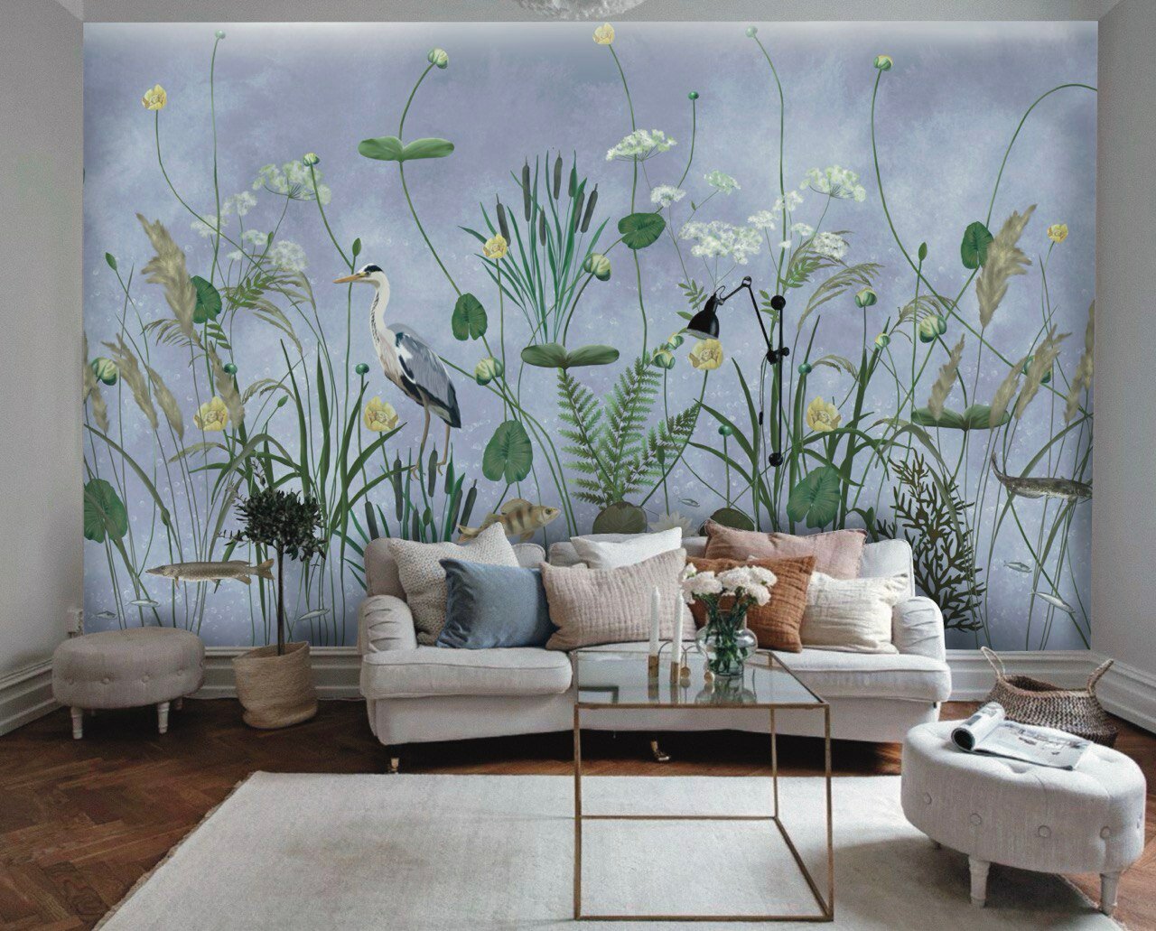 Фреска бесшовная "Кама" серо-голубой (ширина 2750мм х длина 2000мм)