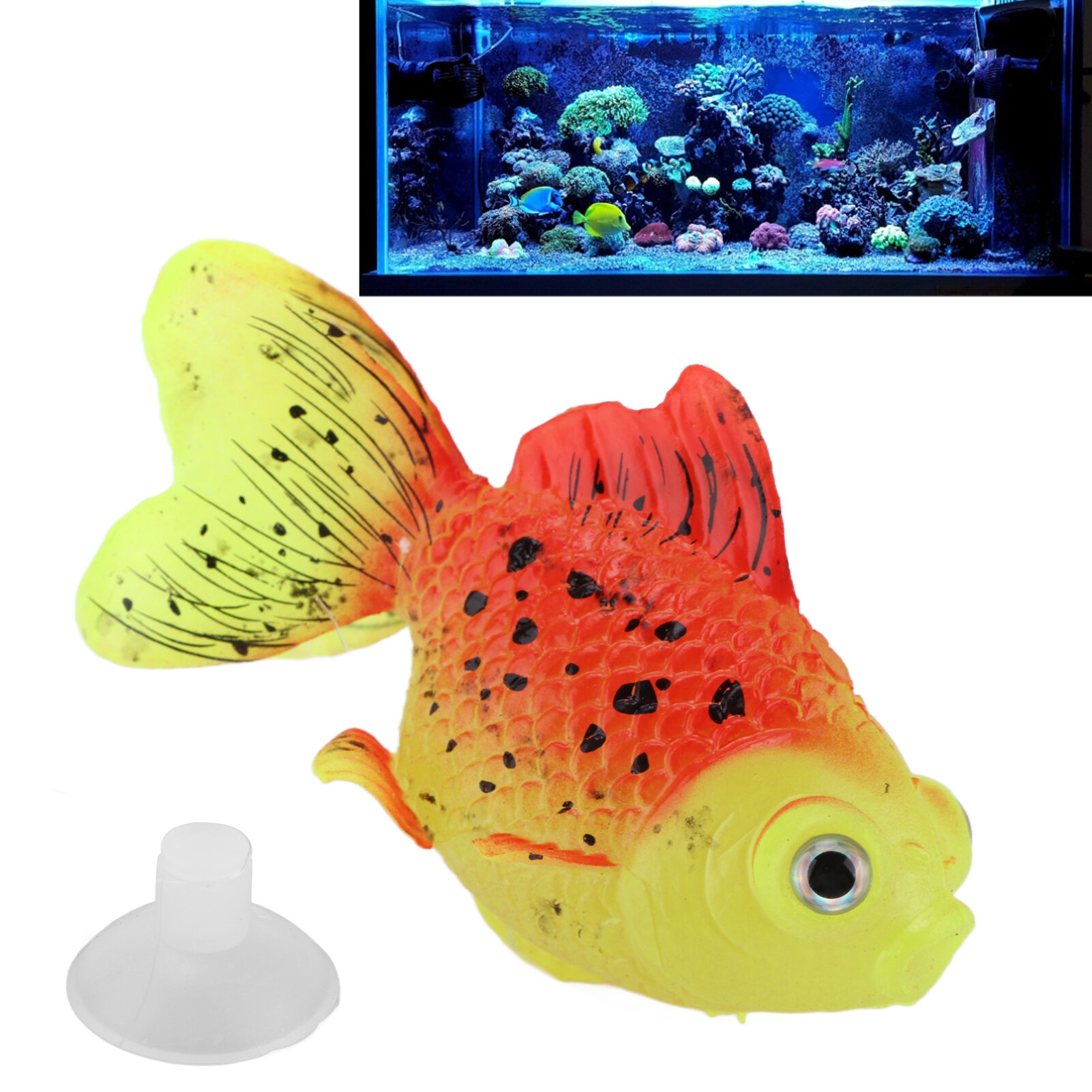 Искусственная рыба, светящийся эффект, силиконовая имитация золотой рыбки для аквариума, имитация животного украшенияGF03