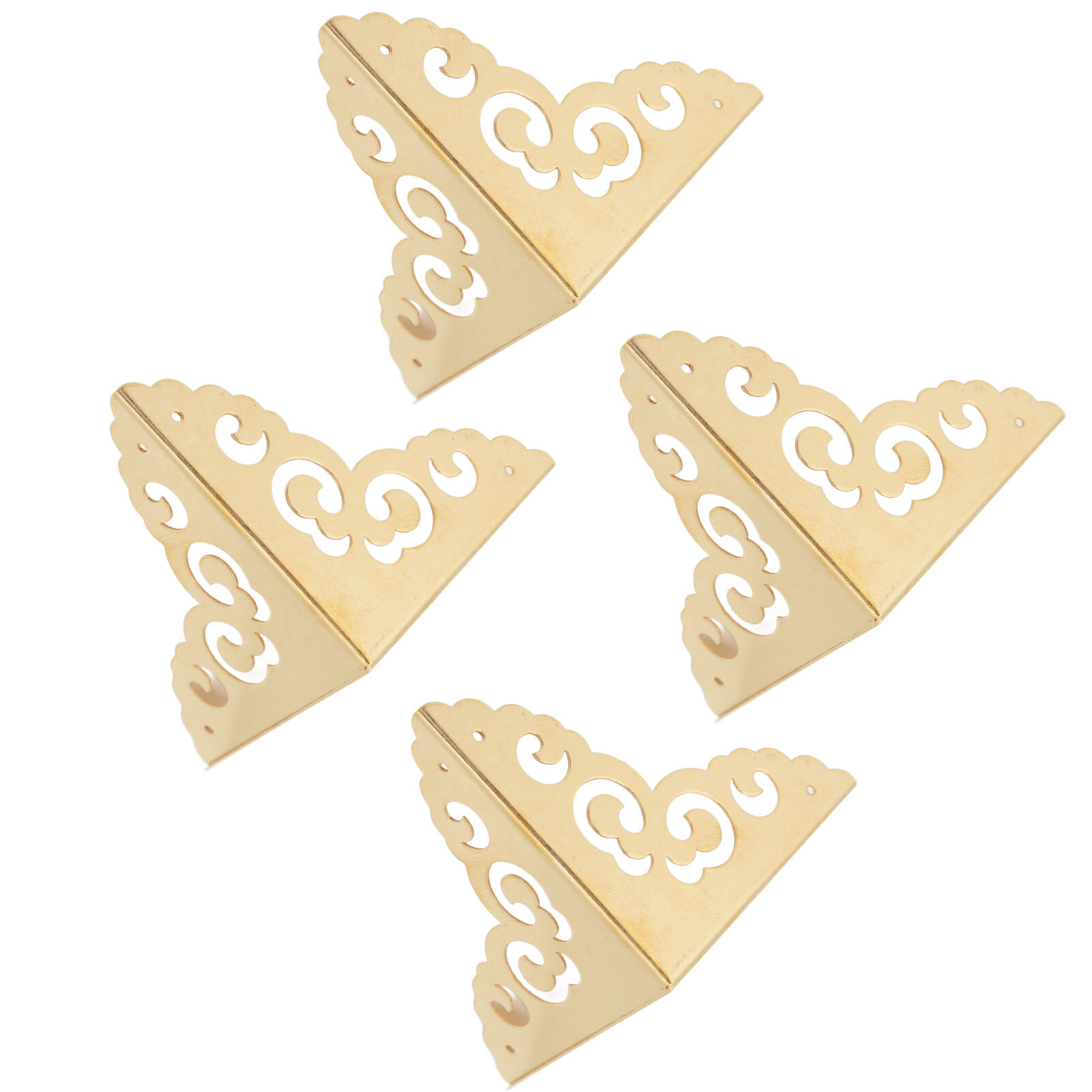 Набор угловых защелок для мебели 4 штуки, деревянные края стола, подарочный ящик для украшений, шкаф, медный цвет, защита углов мебели, дверные и оконные углы, деревянные коробки, тумбы, Closets, 4 монтажных отверстия, медный материал, вес 130г, 24 гвоздя