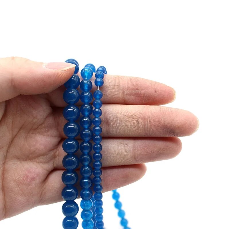 Нефритовые бусины халцедон светло-голубые 4/6/8/10/12 мм 15 дюймов 6mm approx 63beads