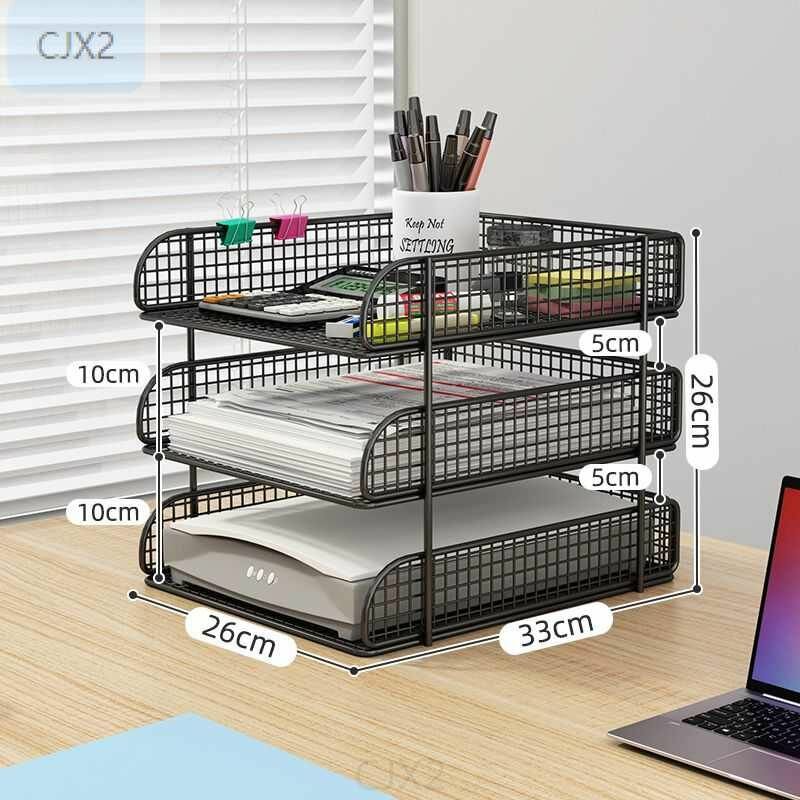 Лоток для бумаг Офисная многоуровневая стойка для документов на столе Стол для хранения файлов-CJX2
