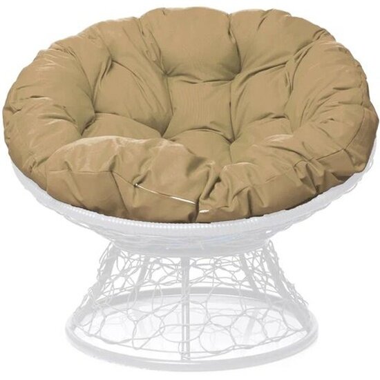 Кресло папасан с ротангом M-group белое , подушка Лен