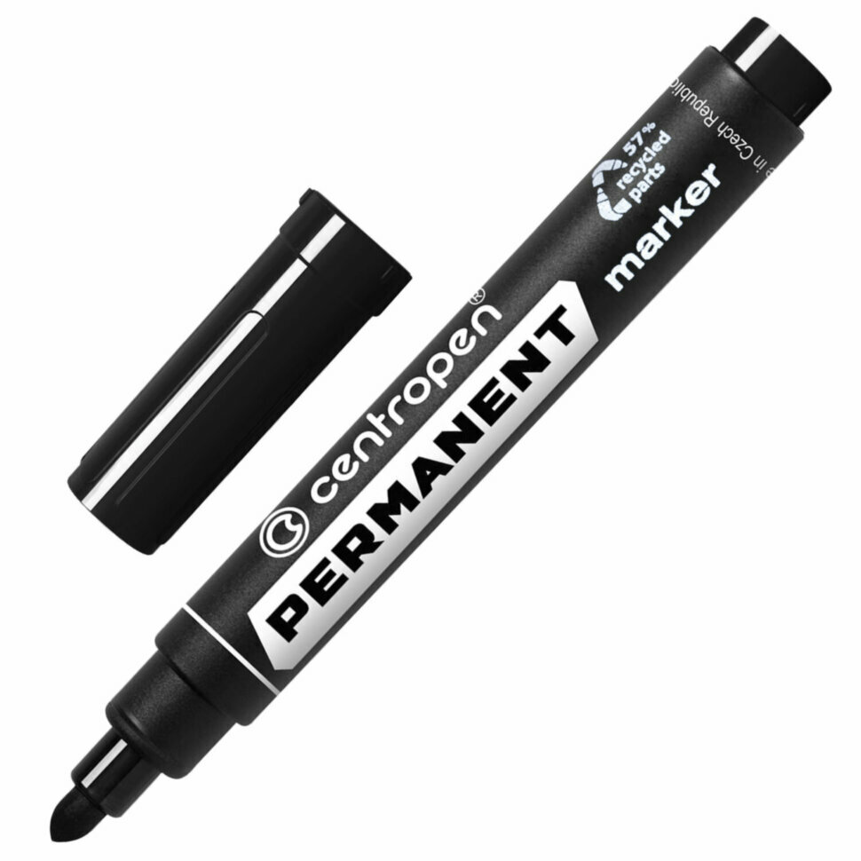 Маркер перманентный CENTROPEN 8566, черный, круглый наконечник, 2,5 мм, 5 8566 0112, 150061