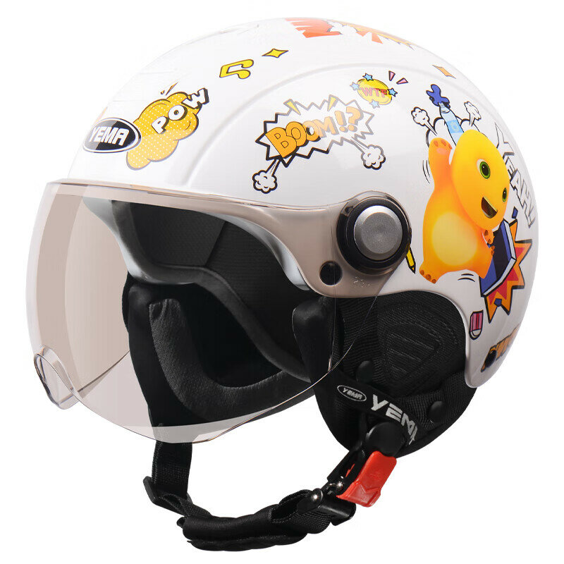 YEMA (YEMA) [Milk Dragon Co-branded] 3C Certified New National Standard 237S Children's Helmet Four Seasons Half Helmet for Boys and Girls Electric Vehicle Safety Helmet 3-12 Years Old White