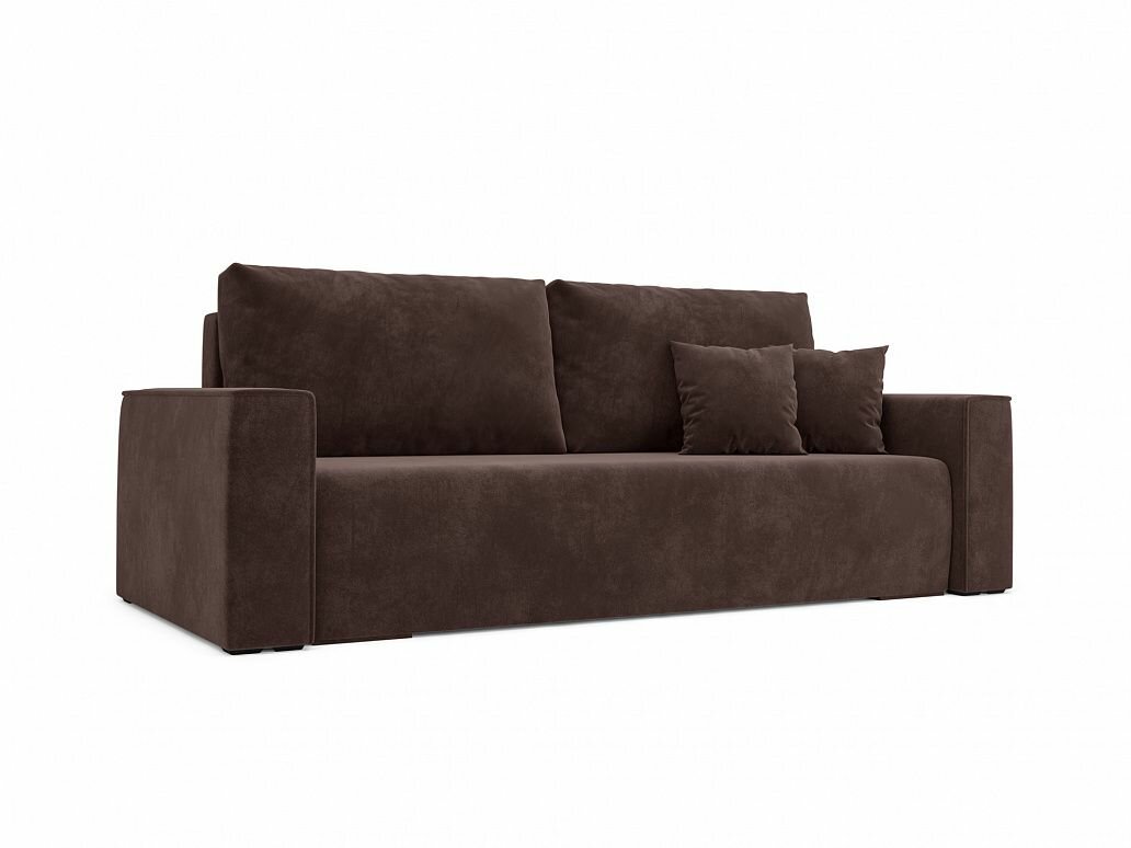Meblevka Диван раскладной прямой Манхэттен / Диван-кровать еврокнижка Манхэттен, 240х95х85, велюр коричневый