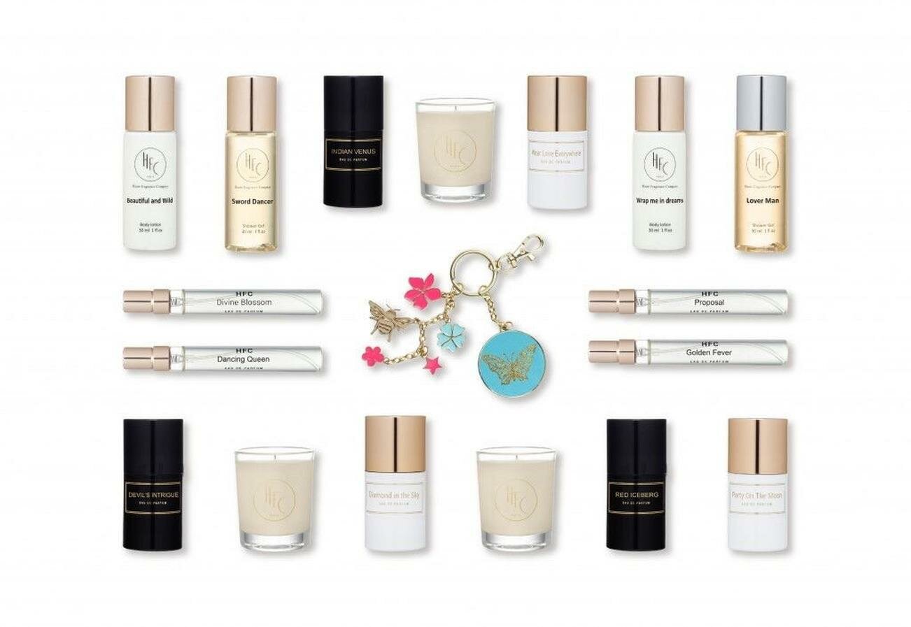 Парфюмерный набор HFC Advent Calendar, 10 ароматов, 3 свечи, 2 лосьона, 2 геля, 1 брелок