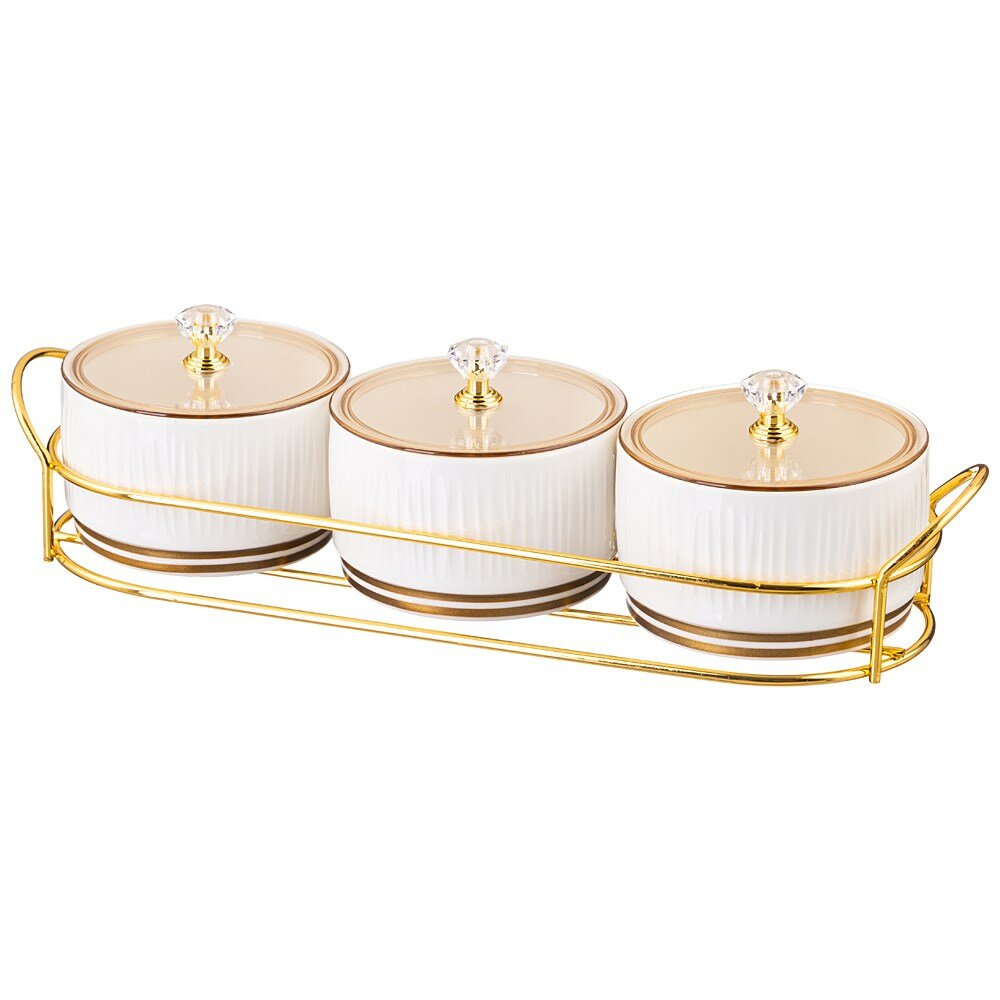 Набор банок lefard "Herbal" с пластик. крышкой 3  шт  230 мл на металл. подставке