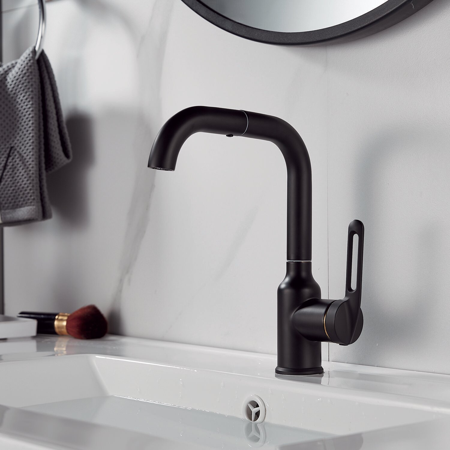 Смеситель для раковины Raffine F201H, нержавеющая сталь, цвет черный