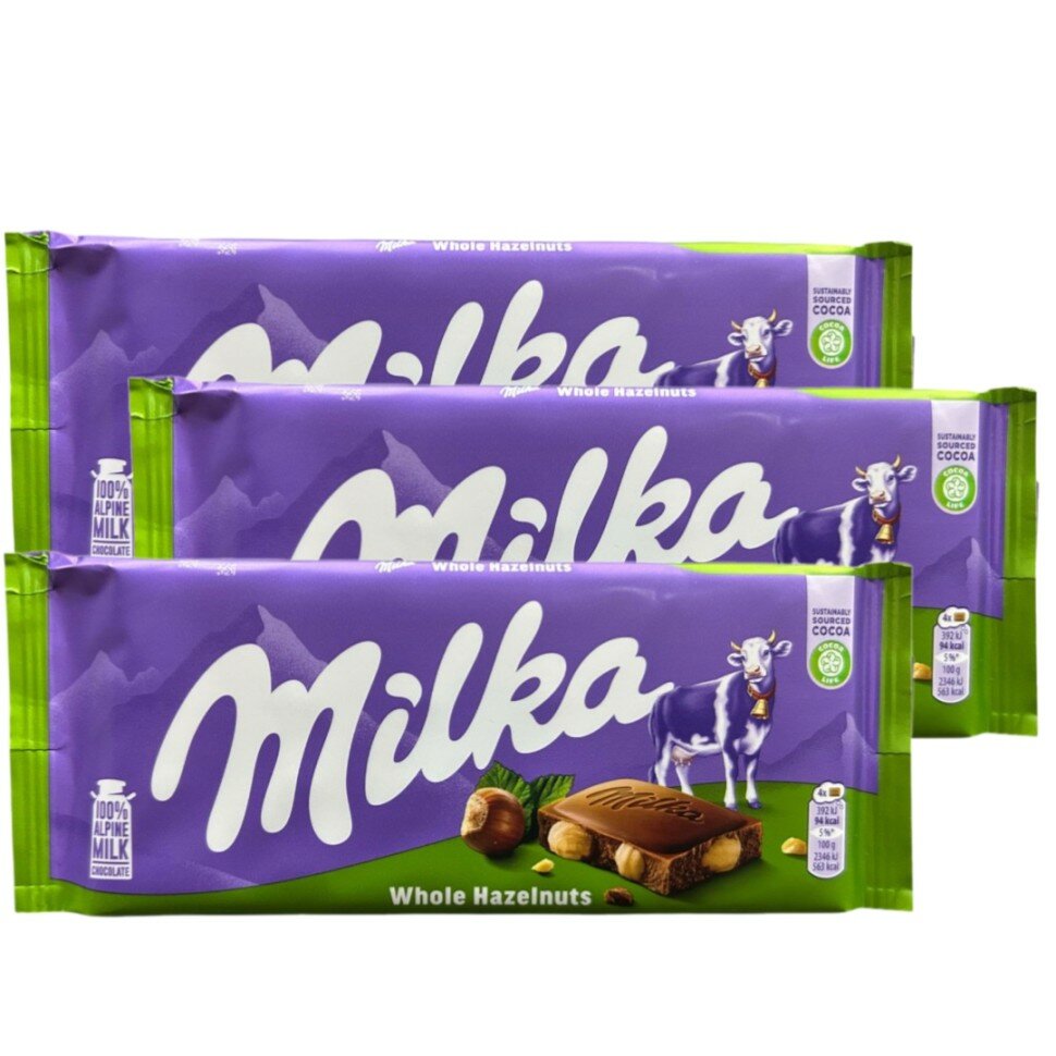 Шоколад Милка с фундуком 100 грамм 3 штуки