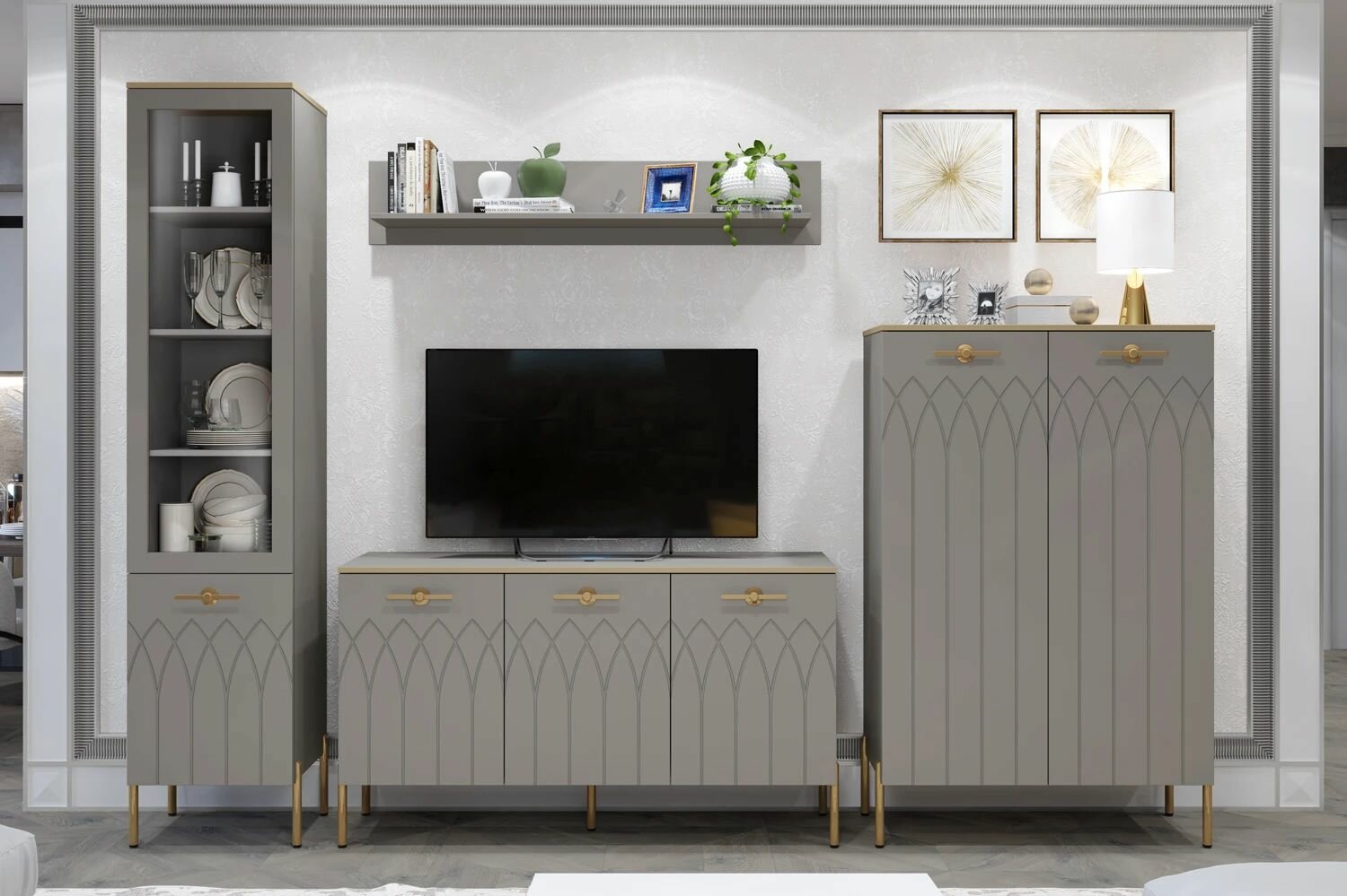 Гостиная "Капри 2" (комплект 1), цвет Мокко, Силк анис