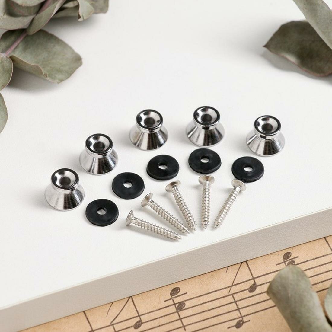 Набор замков-фиксаторов для гитарного ремня Music Life белый, 5 шт